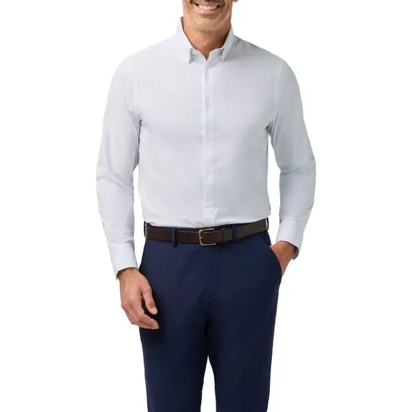 Mizzen+main Leeward Trim Fit Micro Dot Performance Button-up Shirt - Navy Micro Dot