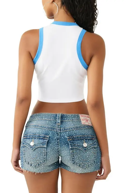True Religion Crystal Graphic Racerback Tank Top - Optic White
