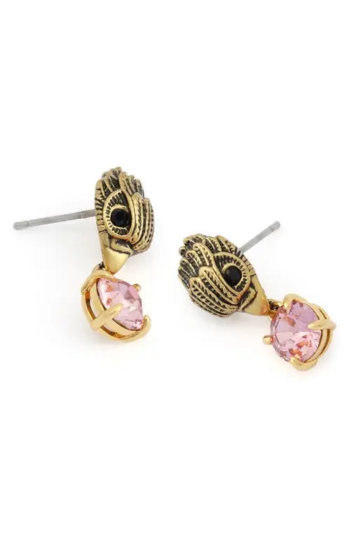 Kurt Geiger Small Eagle Stone Drop Earrings - Pink