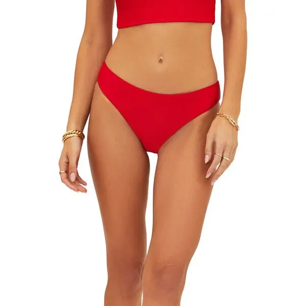 Beach Riot Ribbed Bikini Bottoms - Red