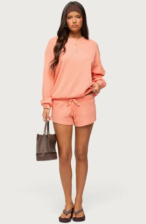 EDIKTED Baila Waffle Knit Drawstring Shorts - Orange
