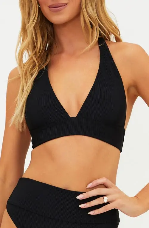 Beach Riot Laurel Halter Bikini Top - Black