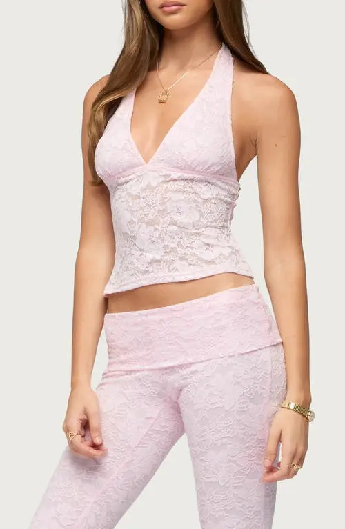 EDIKTED Talisa Lace Crop Halter Top