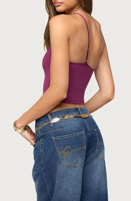 EDIKTED One-shoulder Peekaboo Lacey Cutout Crop Top
