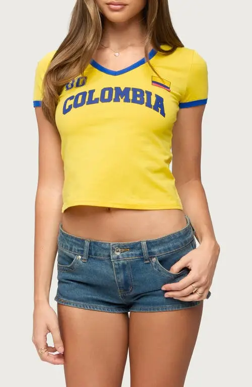 EDIKTED Colombia 08 V-neck T-shirt - Yellow