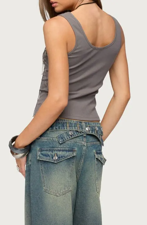EDIKTED Beaded Fringe Tank