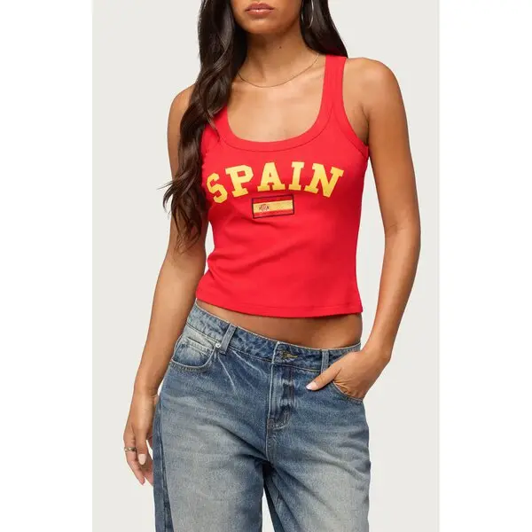 EDIKTED Spain Rib Tank - Red