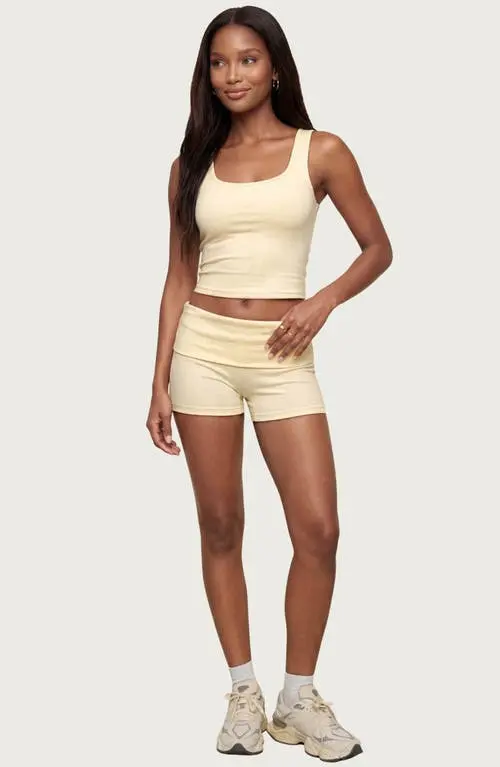 EDIKTED Audrea Foldover Stretch Cotton Bike Shorts