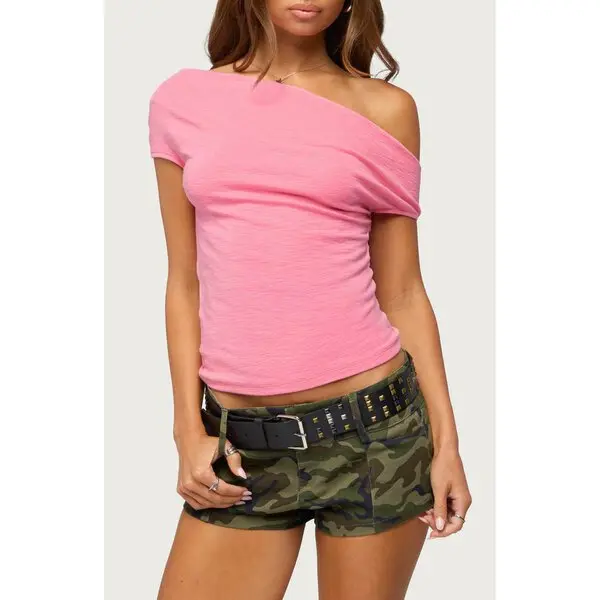 EDIKTED Off-the-shoulder Top - Fuchsia