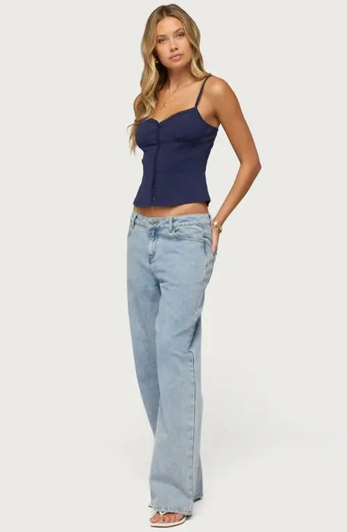 EDIKTED Sweetheart Button-up Stretch Cotton Tank