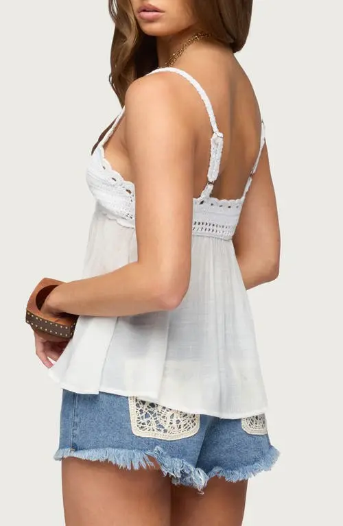 EDIKTED Zephyr Crochet Bust Mixed Media Babydoll Camisole