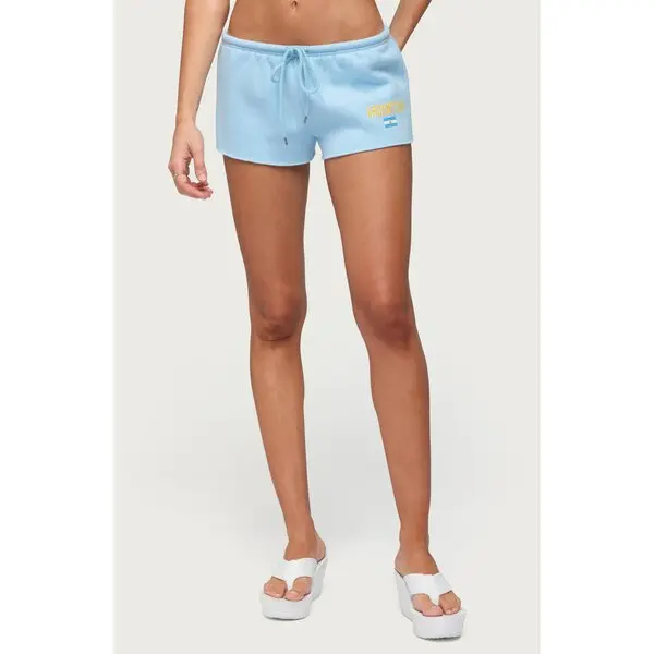 EDIKTED Argentina Low Rise Shorts - Light-blue