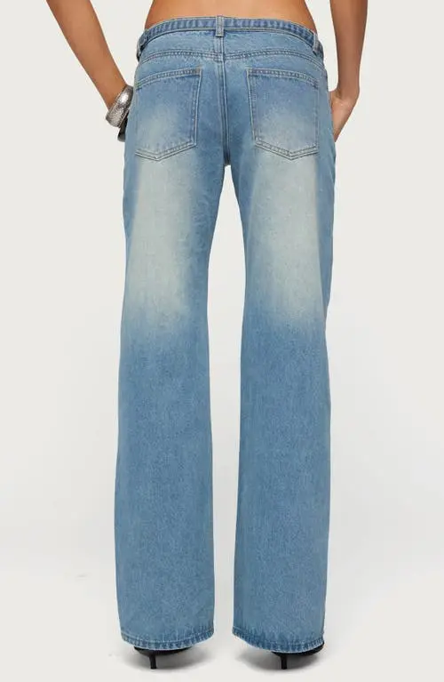 EDIKTED Karah Belted Low Rise Straight Leg Jeans