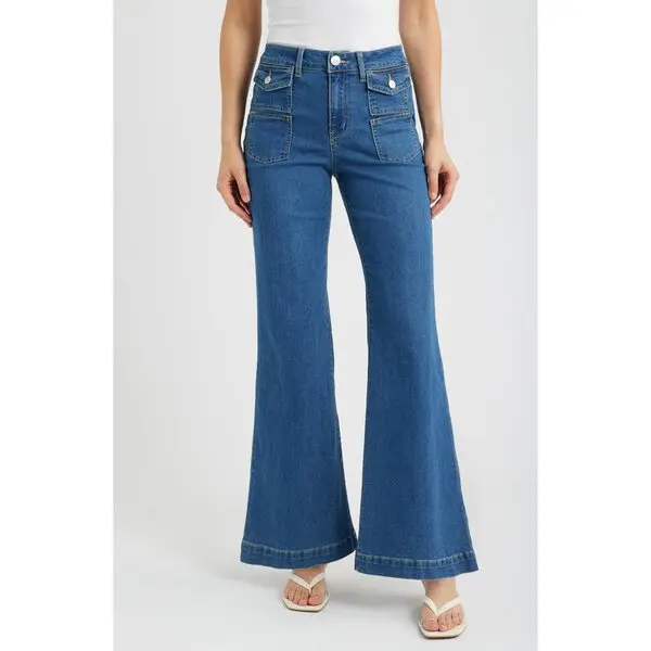 1822 Denim Relaxed Flare Patch Pocket Jeans - Iman