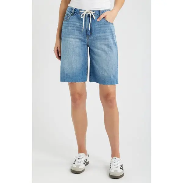 1822 Denim Raw Hem Long Denim Shorts - Yonkers