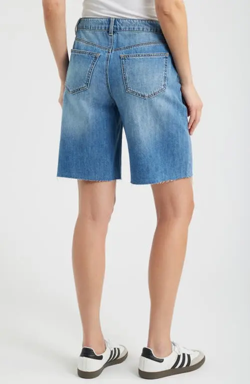 1822 Denim Raw Hem Long Denim Shorts