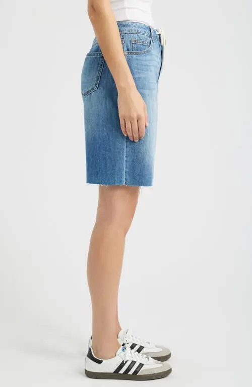 1822 Denim Raw Hem Long Denim Shorts