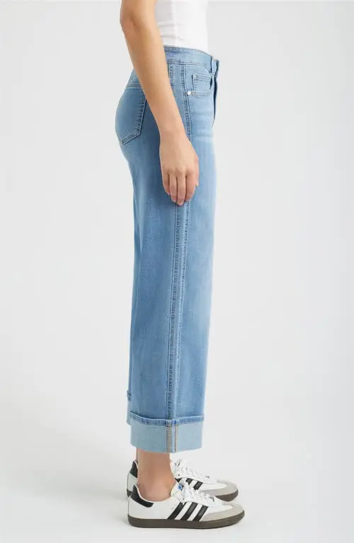 1822 Denim Mid Rise Wide Leg Jeans With Rolled Cuffs