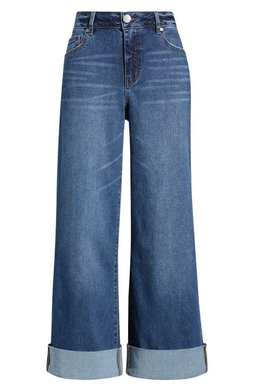 1822 Denim High Waist Rolled Cuff Wide Leg Jeans