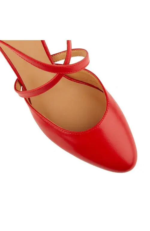 EMBASSY LONDON Printed Block Heel Ankle Strap Pumps - Medium Red