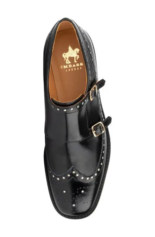EMBASSY LONDON Windsor Water Resistant Double Monk - Black