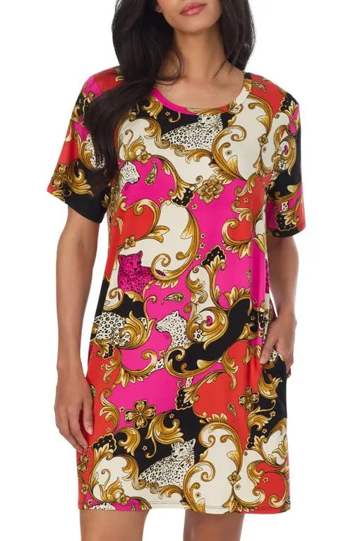 ROOM SERVICE Short Sleeve Nightshirt - Multi