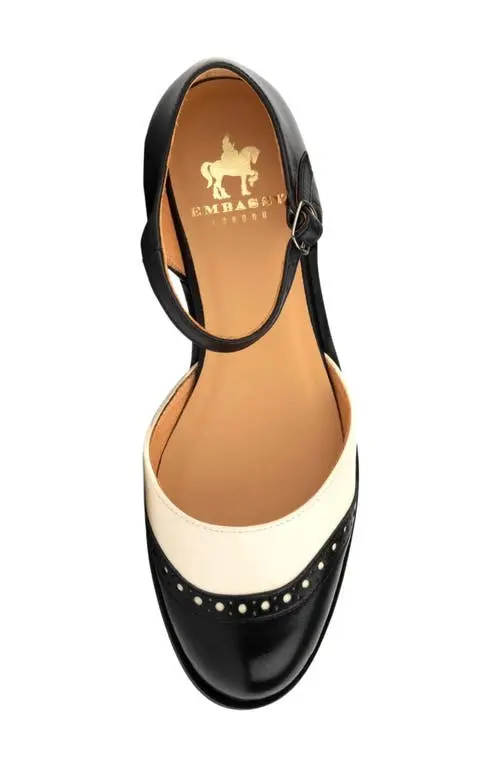EMBASSY LONDON Gigot Ankle Strap Flat - Black
