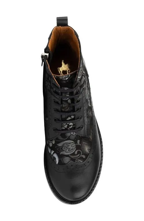 EMBASSY LONDON Floral Wingtip Combat Boots