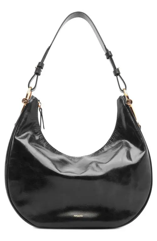 AREZZO Cora Large Leather Hobo Bag - Black