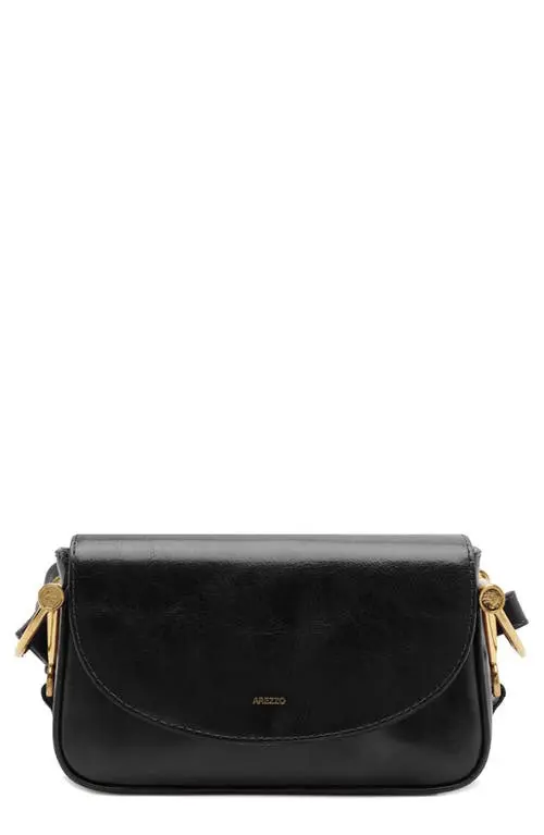 AREZZO Cora Small Leather Crossbody Bag - Black