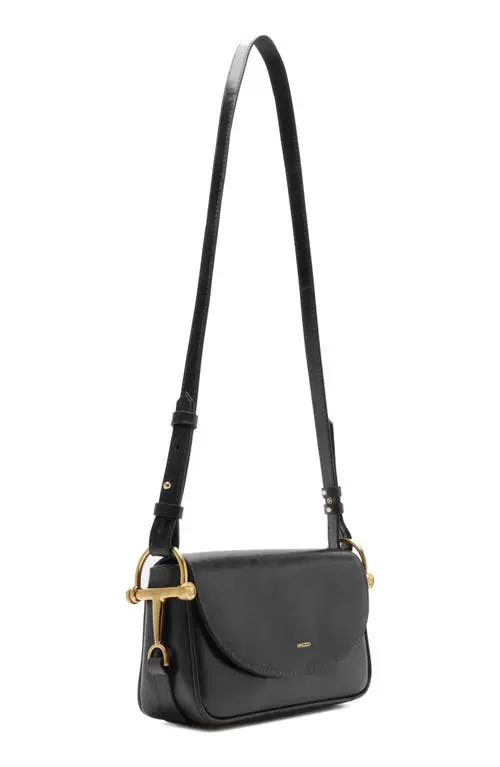AREZZO Cora Small Leather Crossbody Bag - Black