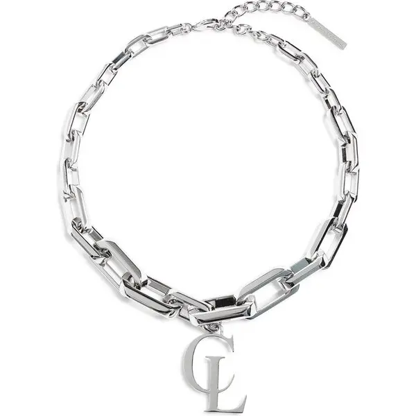 CHRISTIAN LOUBOUTIN Atlas Graduated Chain Cl Pendant Necklace - Silver