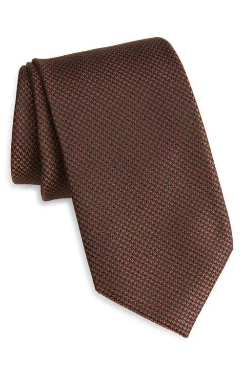TOM FORD Micro Houndstooth Silk Tie - Cinnamon