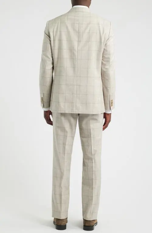 JACK VICTOR 250th Capsule Mason Regular Fit Tan Mélange Windowpane Check Super 150s Wool Suit
