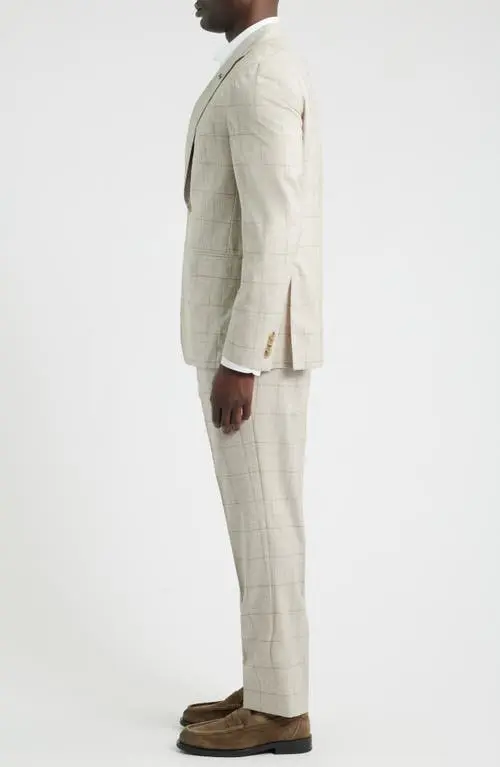 JACK VICTOR 250th Capsule Mason Regular Fit Tan Mélange Windowpane Check Super 150s Wool Suit
