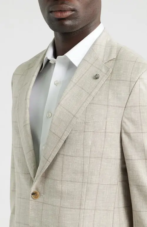JACK VICTOR 250th Capsule Mason Regular Fit Tan Mélange Windowpane Check Super 150s Wool Suit