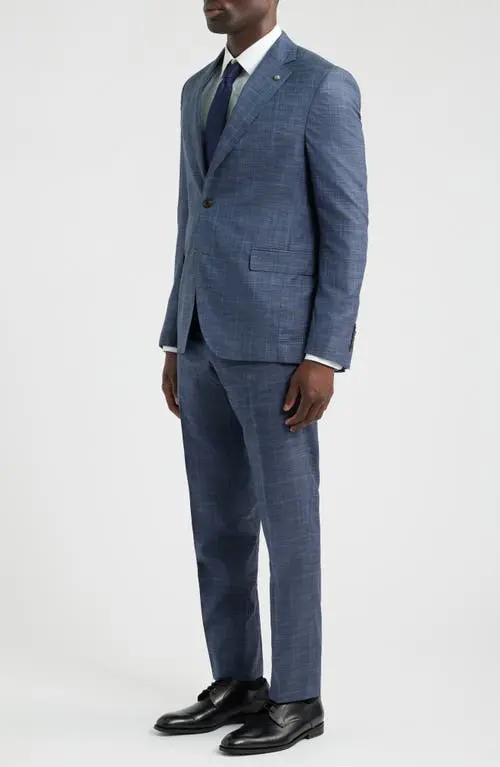 JACK VICTOR 250th Capsule Mason Regular Fit Blue Mélange Windowpane Check Wool & Silk Suit
