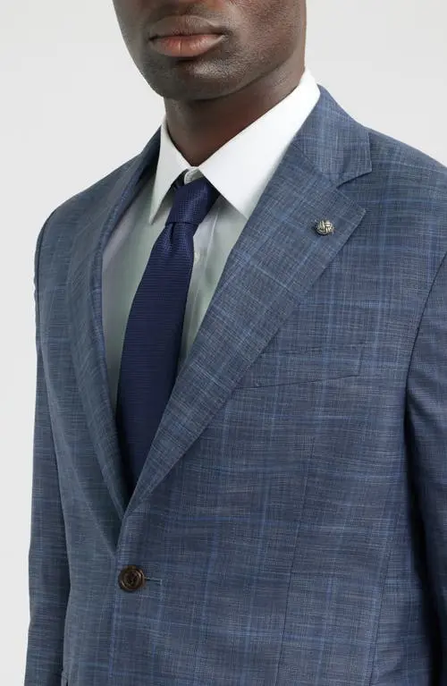JACK VICTOR 250th Capsule Mason Regular Fit Blue Mélange Windowpane Check Wool & Silk Suit