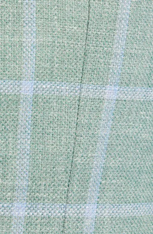 JACK VICTOR Unconstructed Green Windowpane Check Wool & Silk Blend Sport Coat - Sage