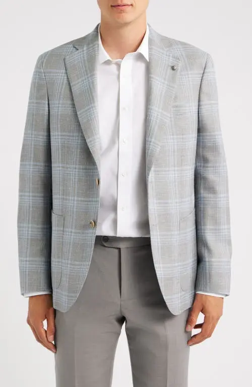 JACK VICTOR 250th Capsule Myles Unconstructed Light Plaid Slub Wool & Silk Blend Sport Coat - Grey