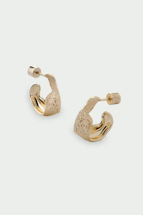 TUTTI Textured Hoop Stud Earrings - Gold