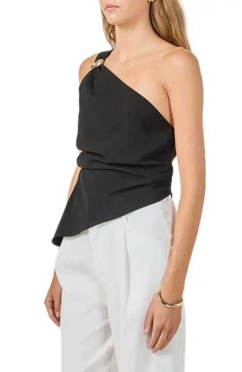 Endless Rose One Shoulder Ruched Asymmetric Hem Top