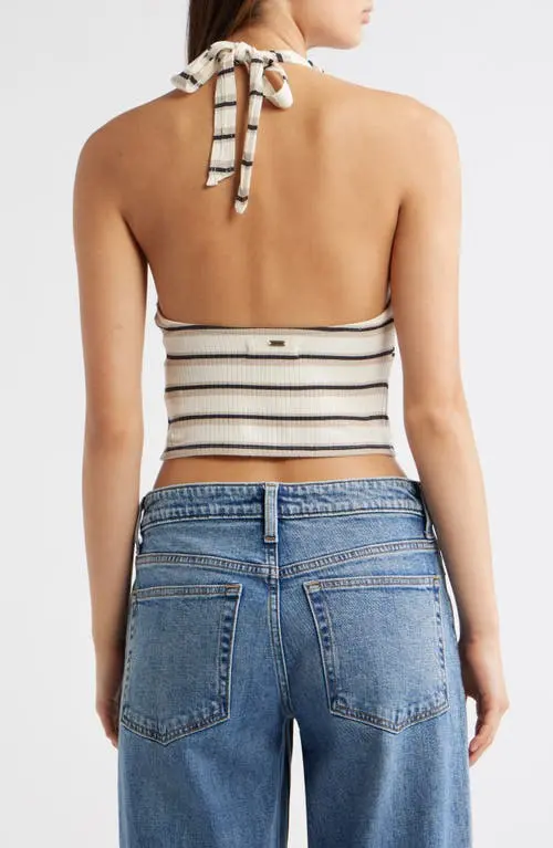 Rip Curl Ribbed Halter Neck Striped Crop Top