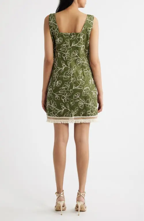 TAHARI ASL Floral Embroidered Sheath Minidress