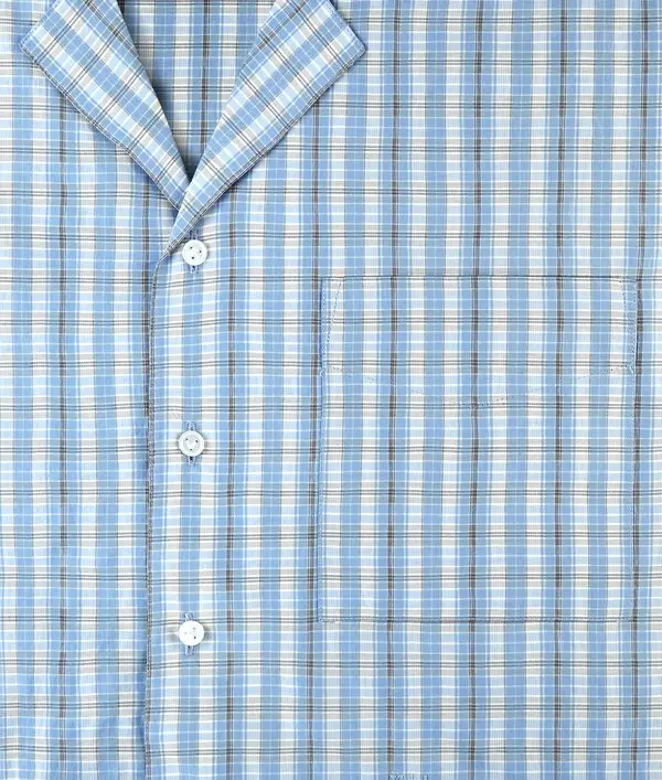 Bottega Veneta Cotton And Silk Check Pajama Shirt - Blue/white/stone