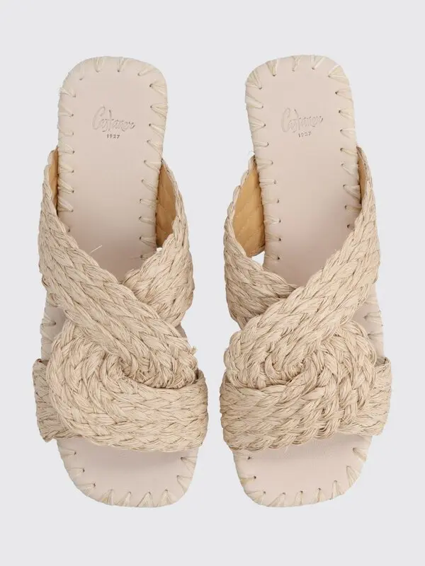 CastaÑer Woven Raffia Mules With Low Heel - Ivory