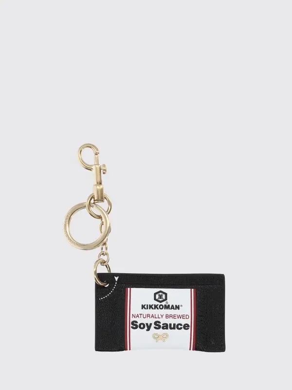 ANYA HINDMARCH Kikkoman Printed Grained Leather Keychain Charm - Black