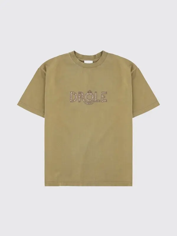 Drole De Monsieur Cotton Crewneck T-shirt With A Contrasting Front Logo Print - Brown