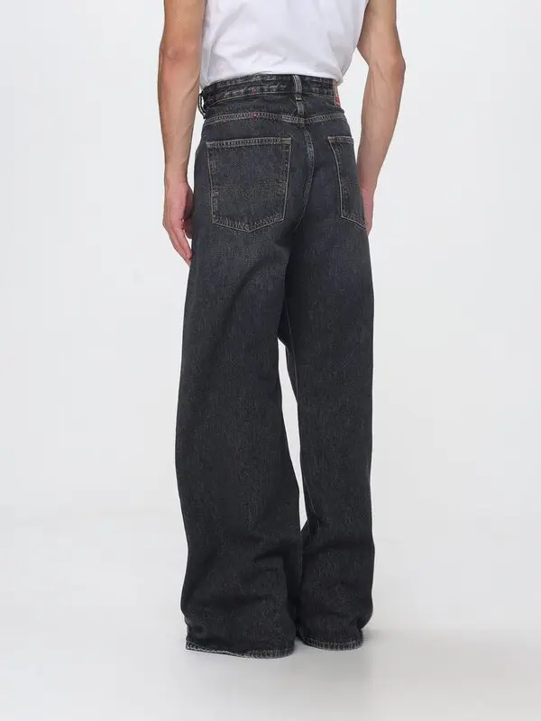 DIESEL® D-rise Wide-leg Jeans In Distressed Cotton