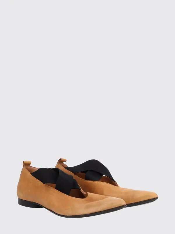 UMA WANG Mary Jane Ballet Flats In Aged Leather - Beige